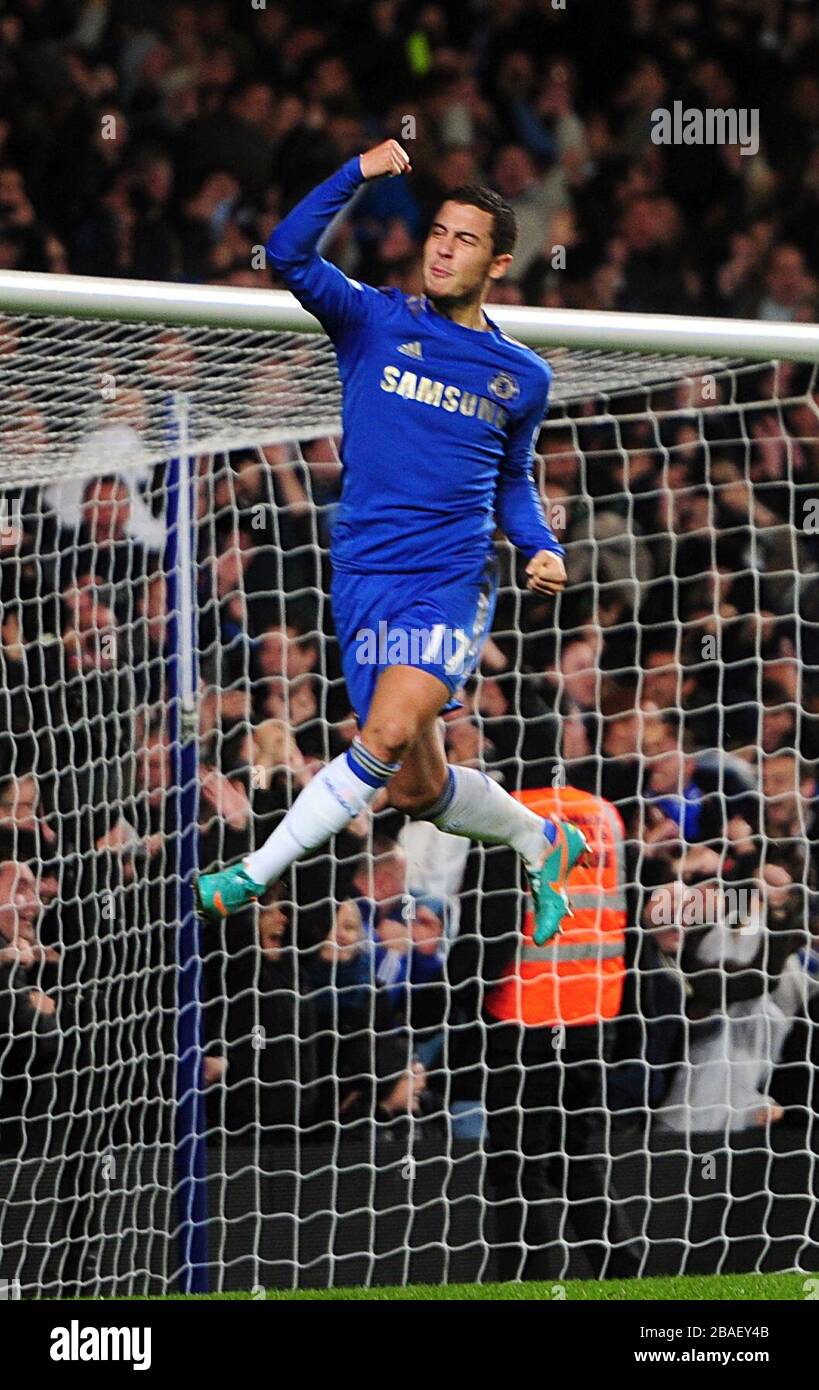 Chelsea's Eden Hazard celebrates after scoring his team's third goal ...
