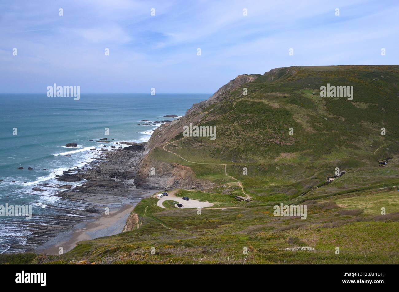 The Car Park at Welcome Mouth from the South West Coast Path, North ...