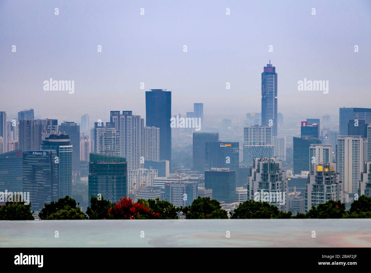 An Elevated View Of The Jakarta Skyline, Jakarta, Indonesia Stock Photo ...