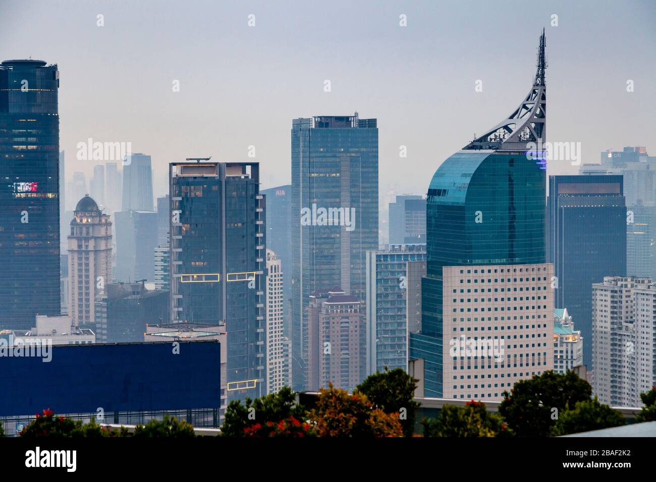 An Elevated View Of The Jakarta Skyline, Jakarta, Indonesia Stock Photo ...
