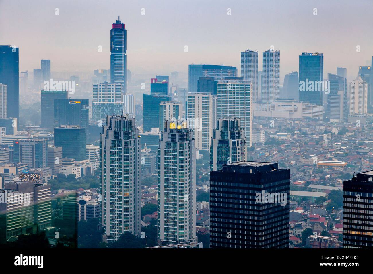 An Elevated View Of The Jakarta Skyline, Jakarta, Indonesia Stock Photo ...