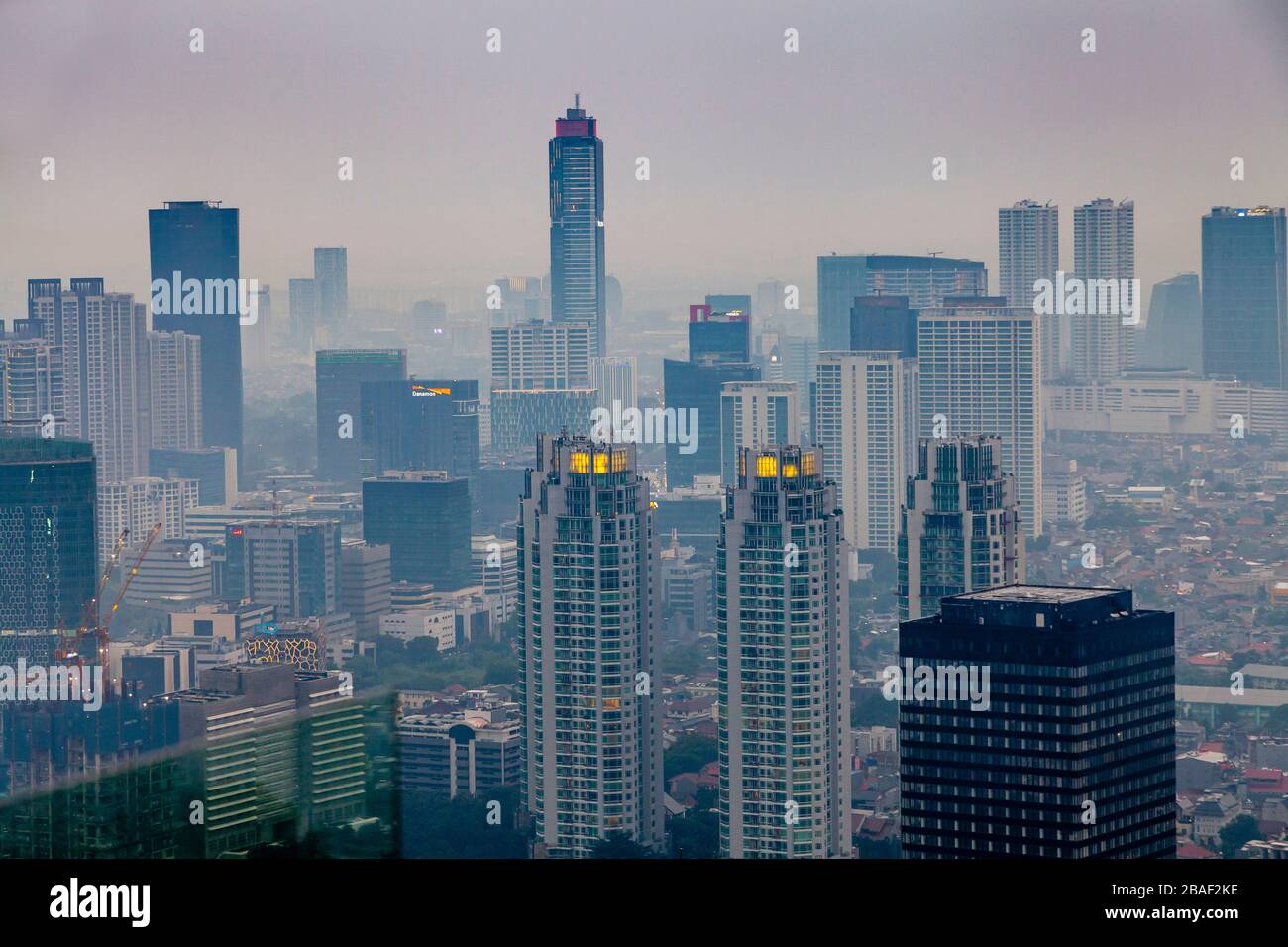 An Elevated View Of The Jakarta Skyline, Jakarta, Indonesia Stock Photo ...