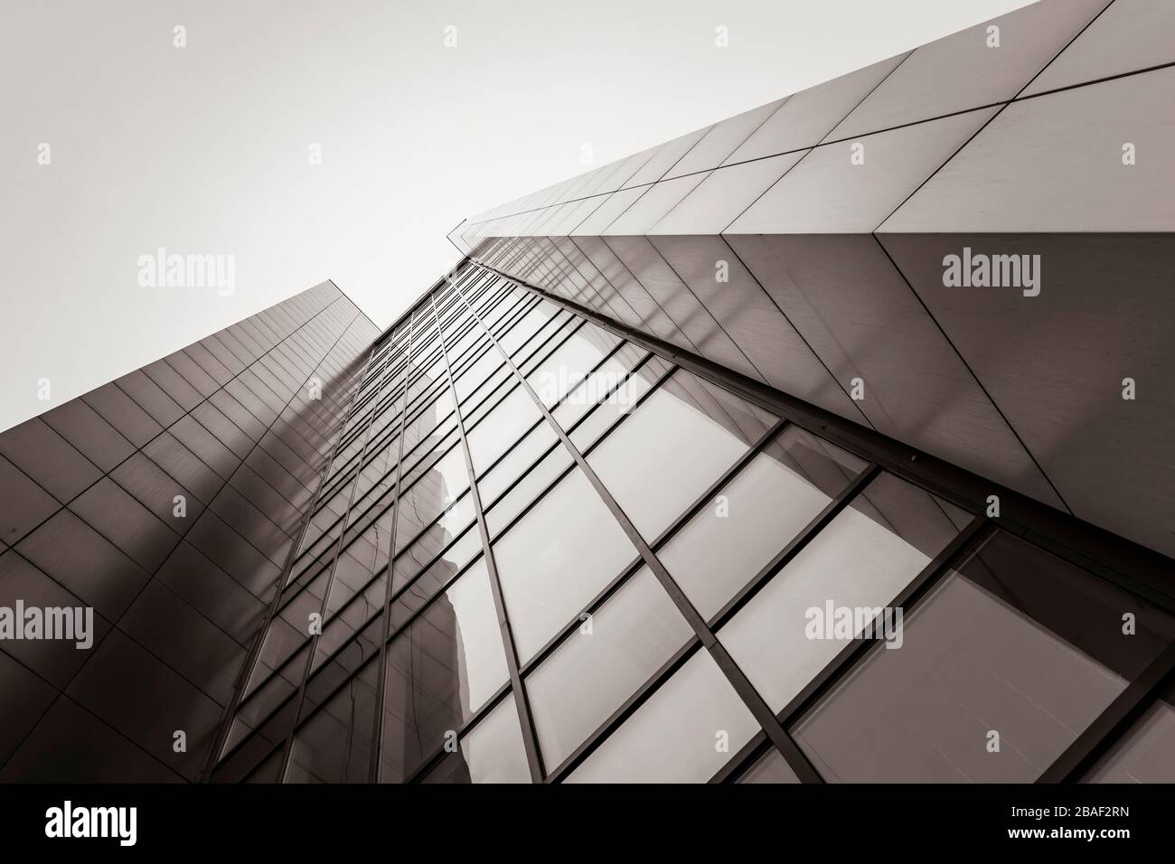 a modern building, a fragment of a skyscraper. A perspective that goes ...