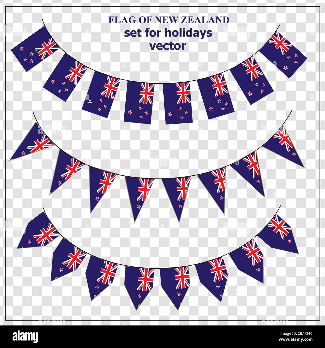 Bright set with flag of New Zealand. Happy New Zealand day flags ...
