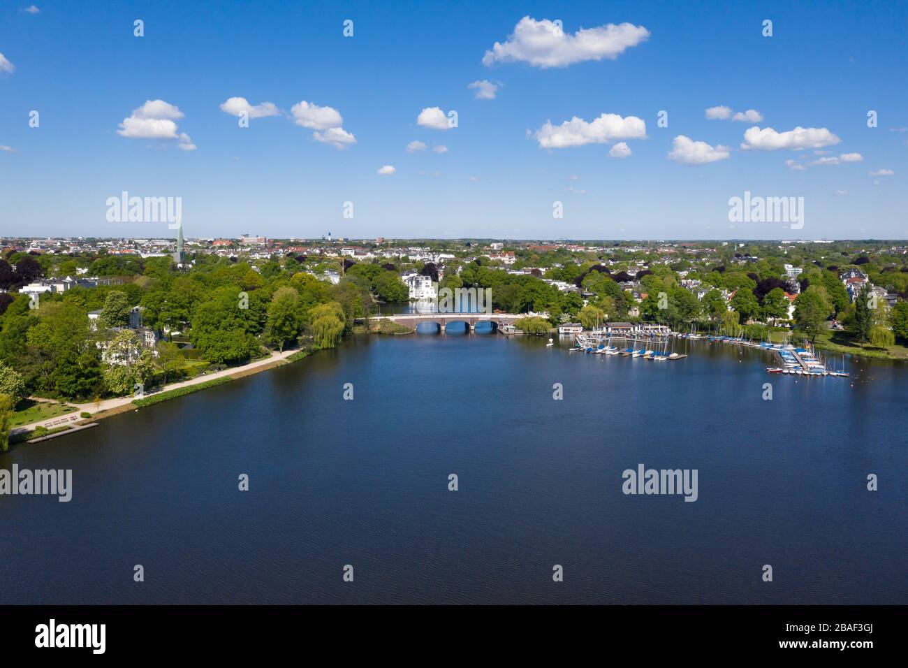 aerial view of Alster lake estuary Stock Photo - Alamy