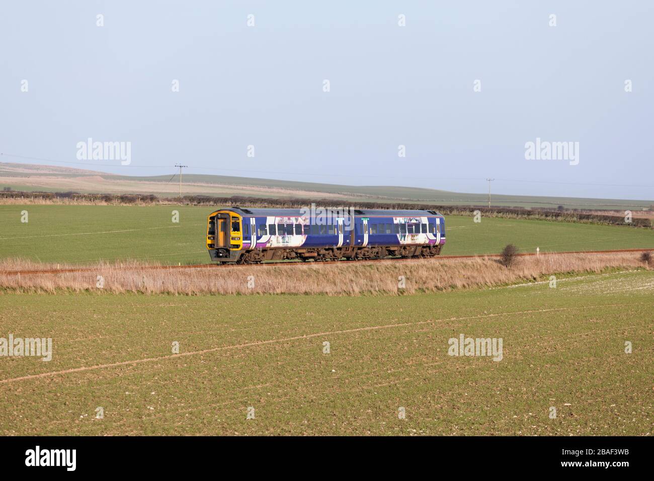 Northern rail class 158 sprinter train 158792 passing Speeton on the ...