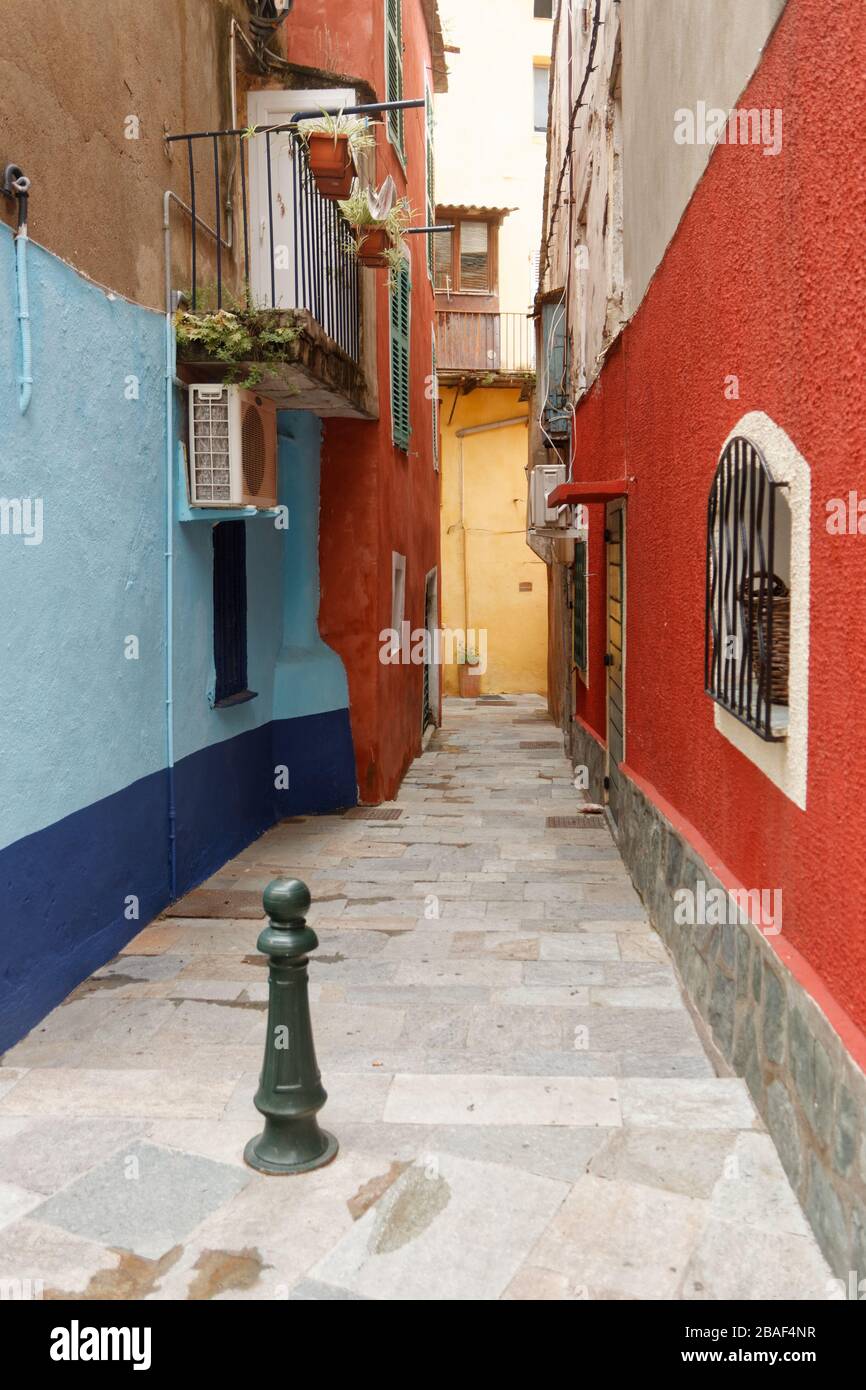 Back alley in a small town Stock Photo - Alamy