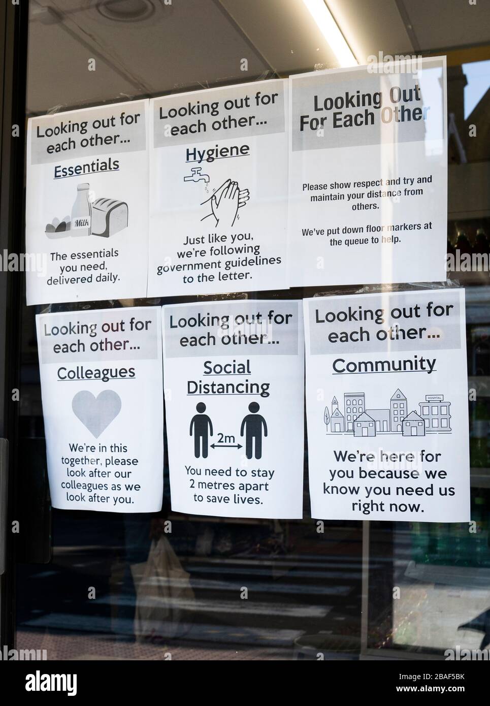 Sign in shop window for community during Coronavirus Lockdown Stock ...