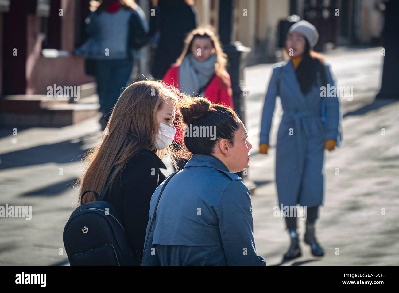 Russia, Moscow. People wear face masks amid the ongoing COVID-19 ...