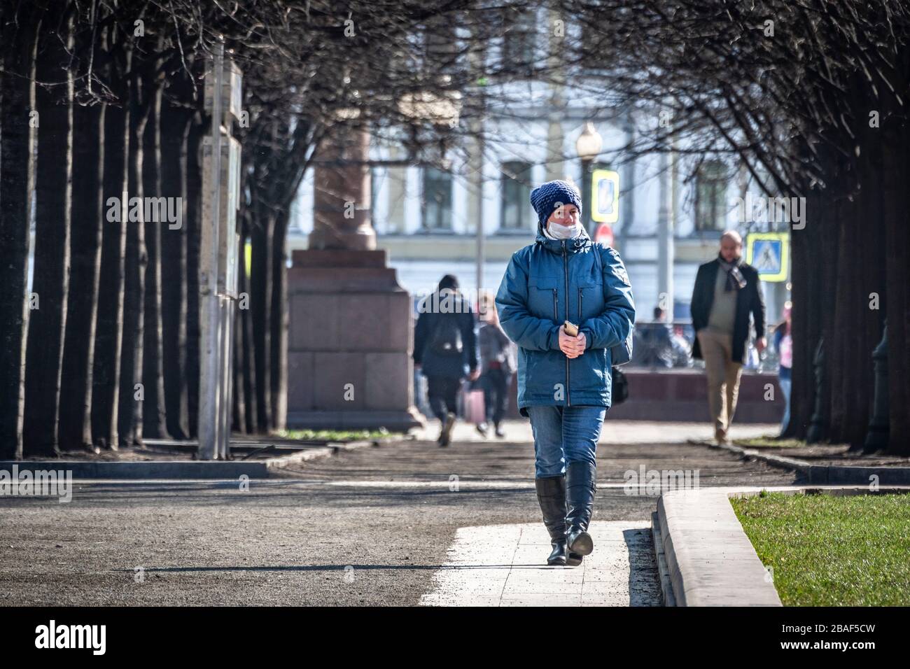 Russia, Moscow. People wear face masks amid the ongoing COVID-19 ...
