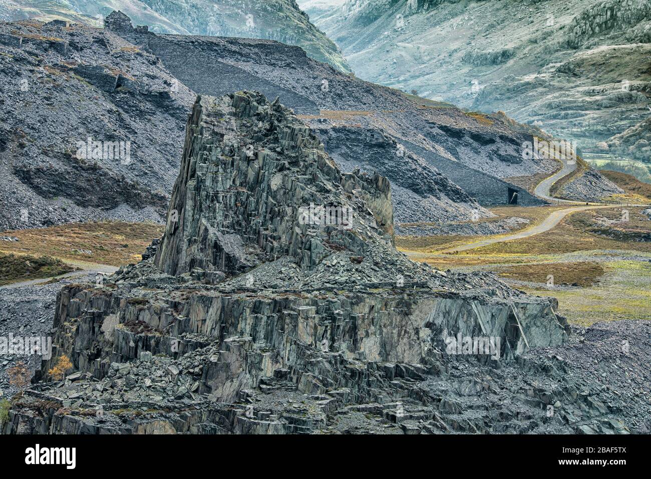 Detail view of Dinorwig slate quarry Stock Photo - Alamy