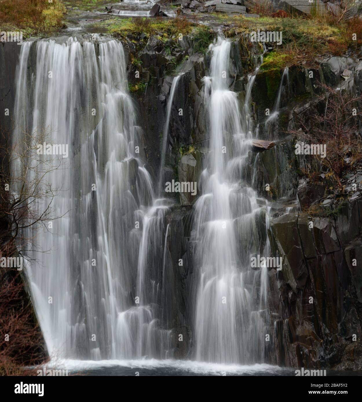 Falls in Dinorwig Quarry - North Wales Stock Photo - Alamy