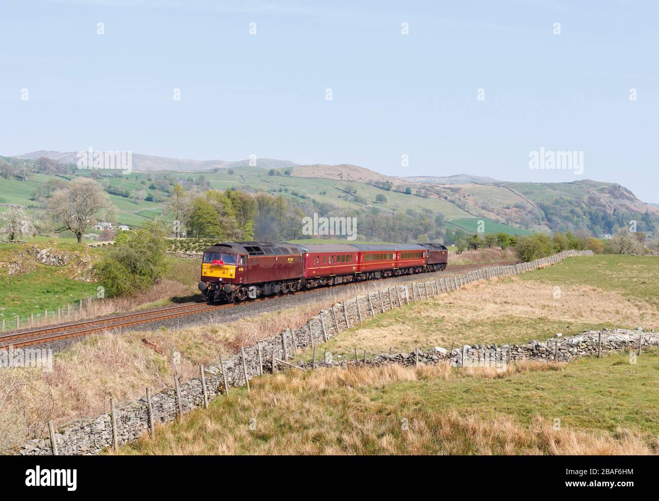 West Coast Railway class 47 locomotive 47826 passing Ings on the single ...