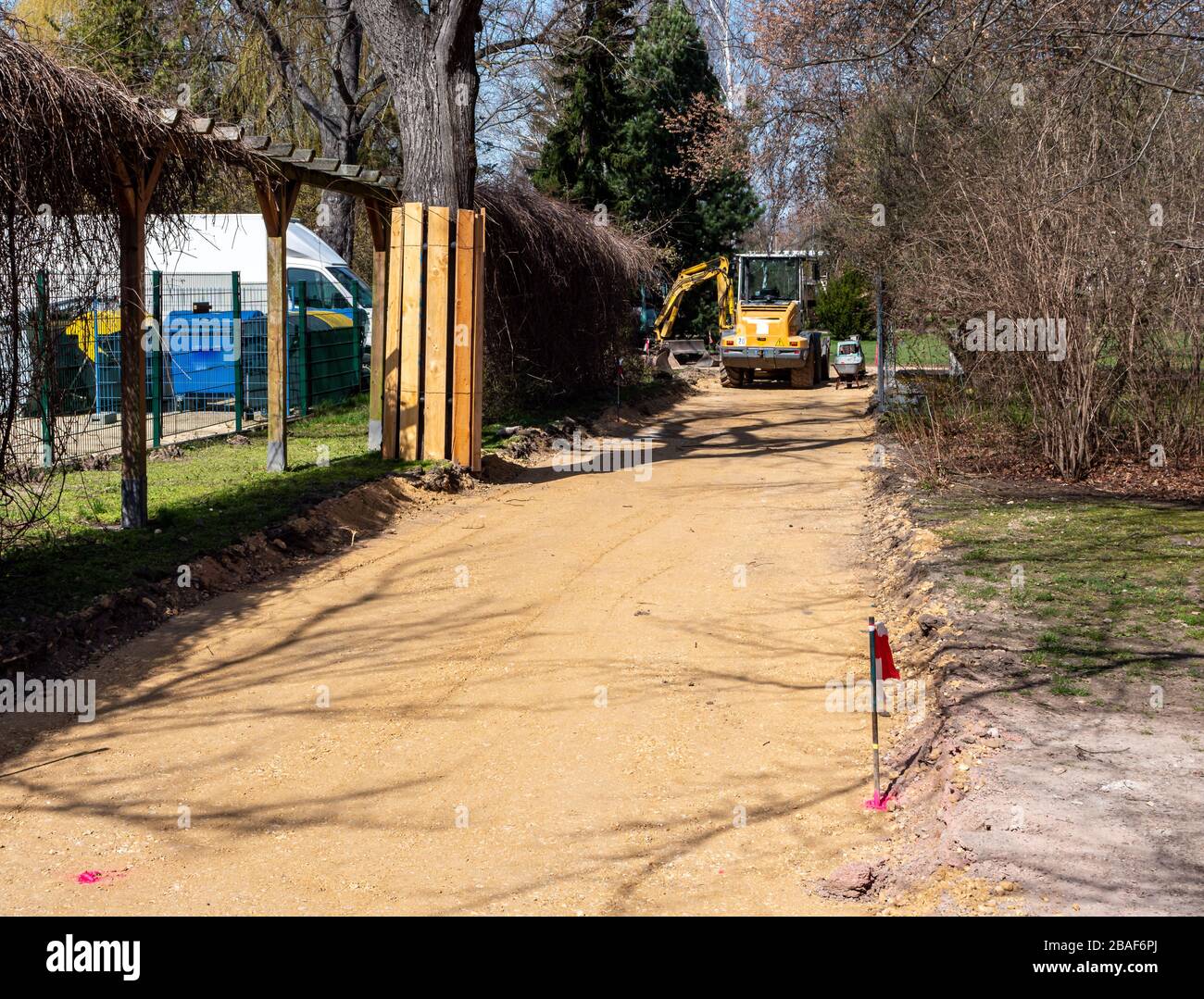 Path construction in the park landscaping Stock Photo - Alamy