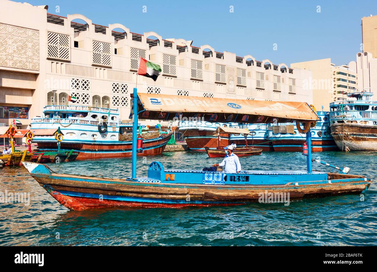 Dubai, UAE - January 31, 2020: Traditional Abra boat without passangers ...