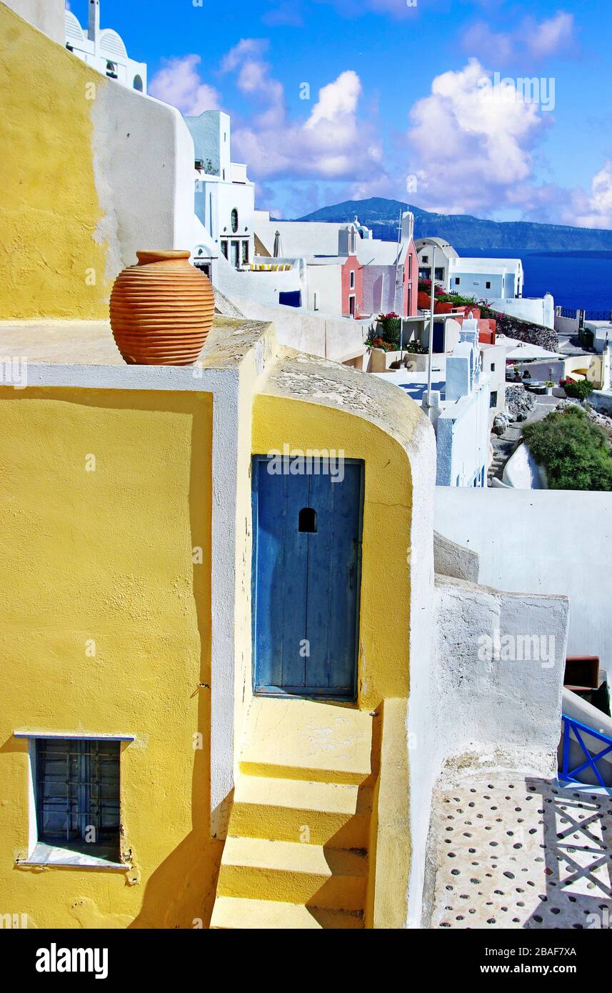 Traditional architecture of oia santorini island hi-res stock ...