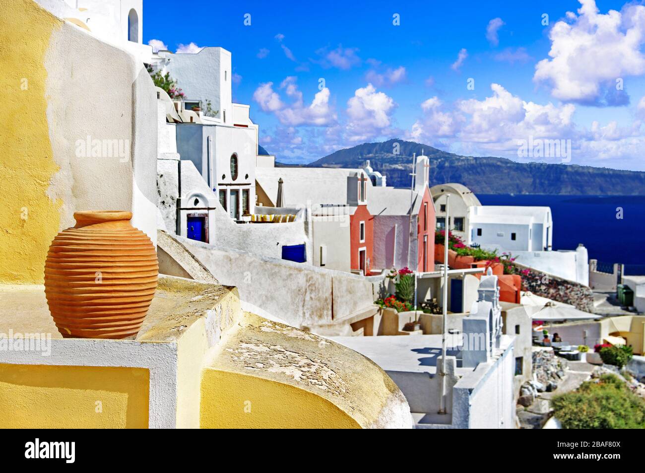Traditional architecture of oia santorini island hi-res stock ...