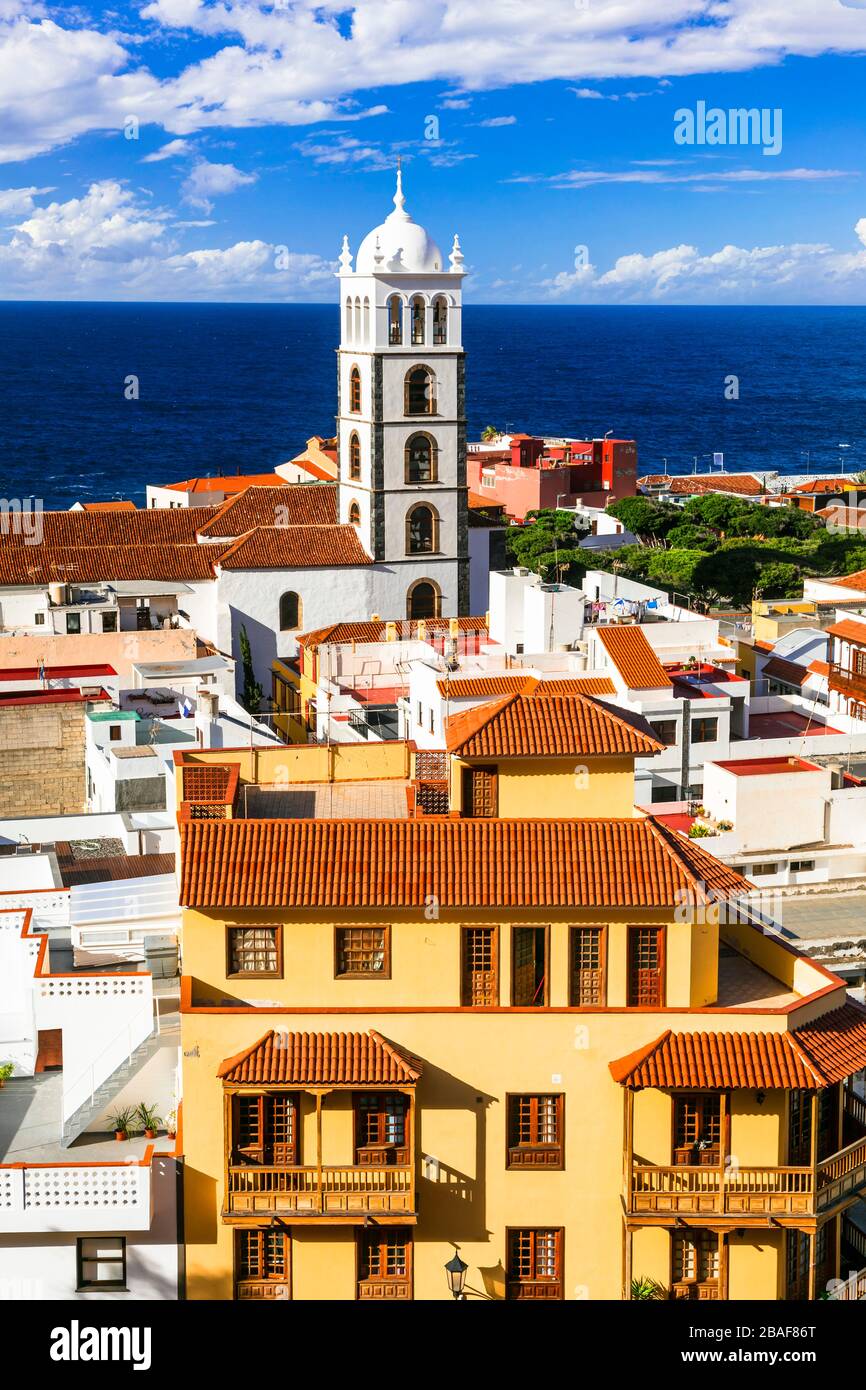 Traditional Garachico village,panoramic view,Tenerife,Spain Stock Photo ...