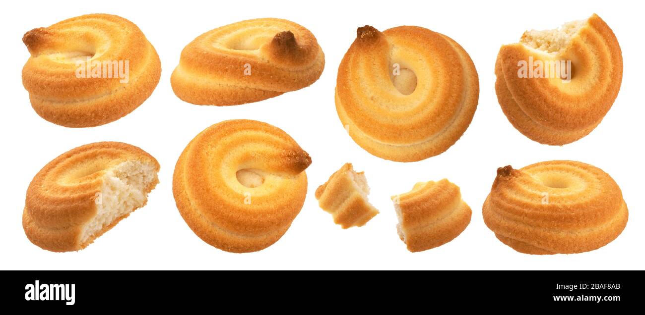 Swirl biscuits, spiral cookies isolated on white background Stock Photo ...