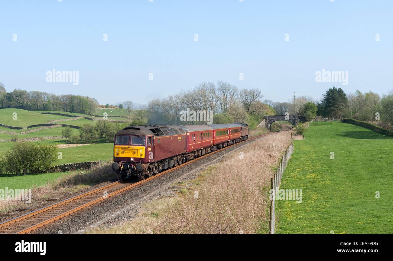 West Coast Railway class 47 locomotive 47826 passing Staverley on the ...