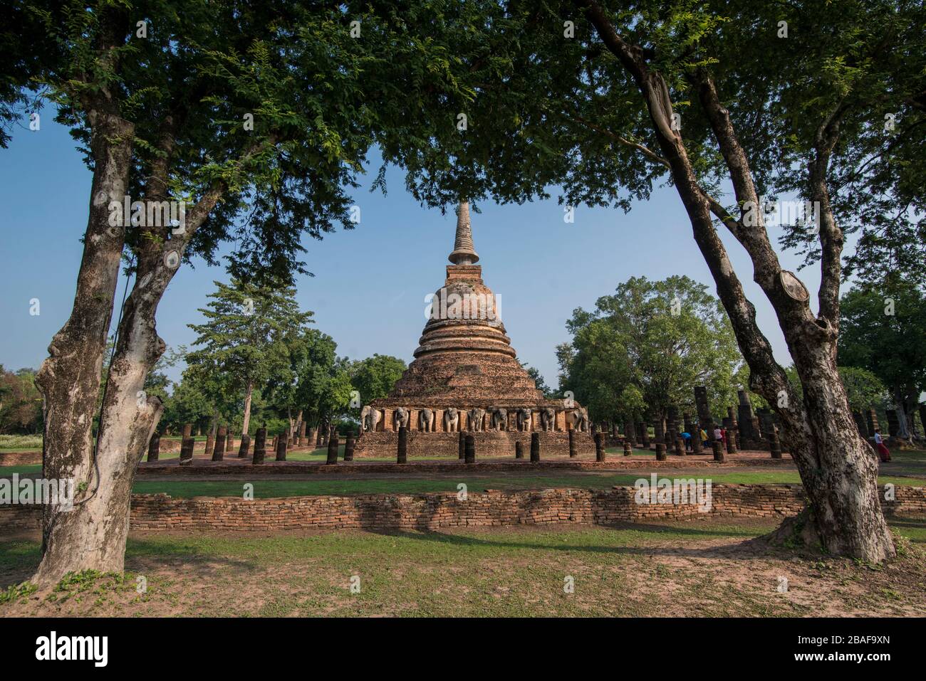 the Wat Chang Lom Temple in the Historical Park in Sukhothai in the ...