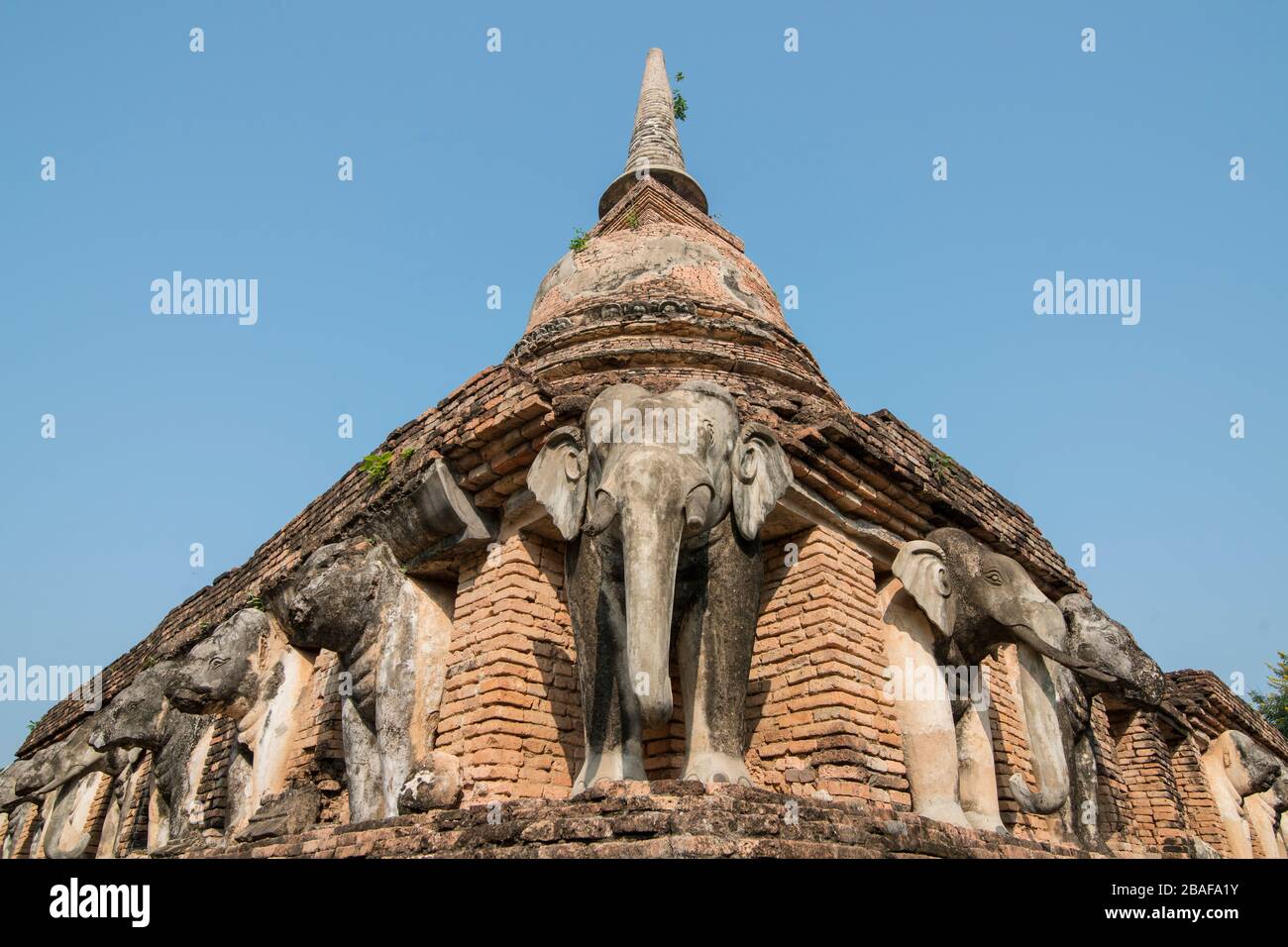 the Wat Chang Lom Temple in the Historical Park in Sukhothai in the ...