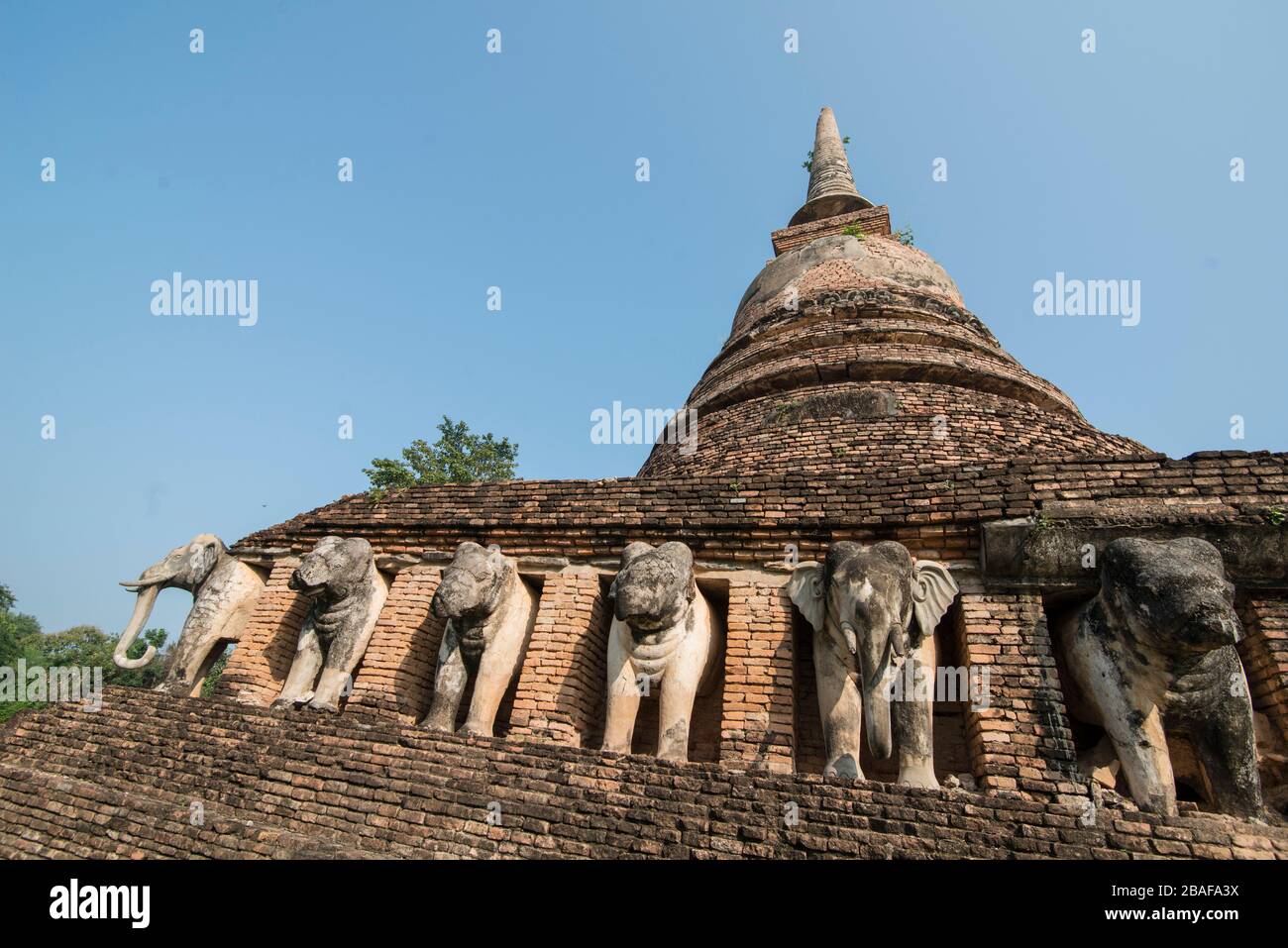 the Wat Chang Lom Temple in the Historical Park in Sukhothai in the ...
