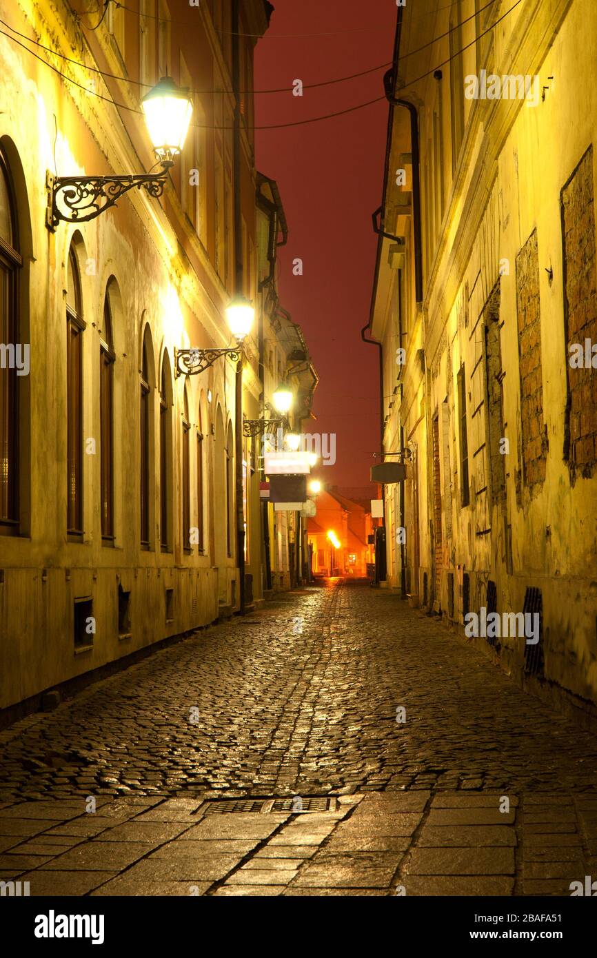 Night scene in old town Stock Photo - Alamy