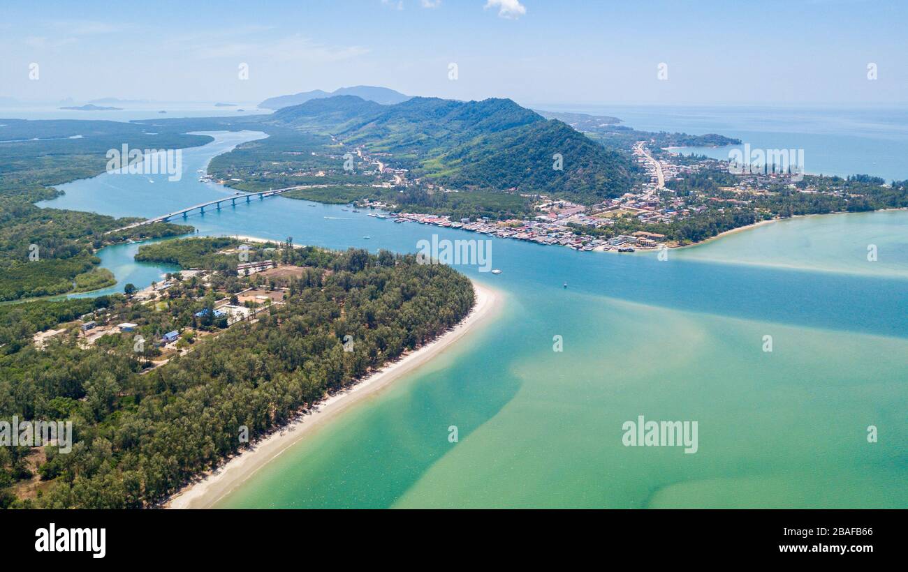 An aerial view of Lanta noi island and Lanta isaland with the Siri ...