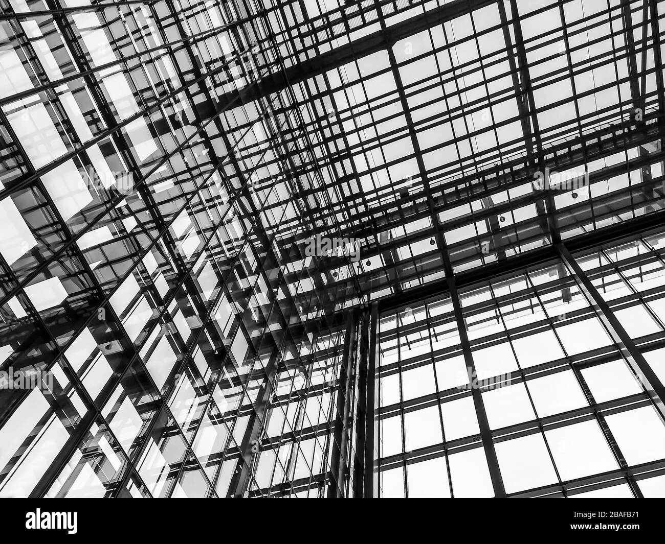 Internal geometric structure of a steel and glass building Stock Photo ...
