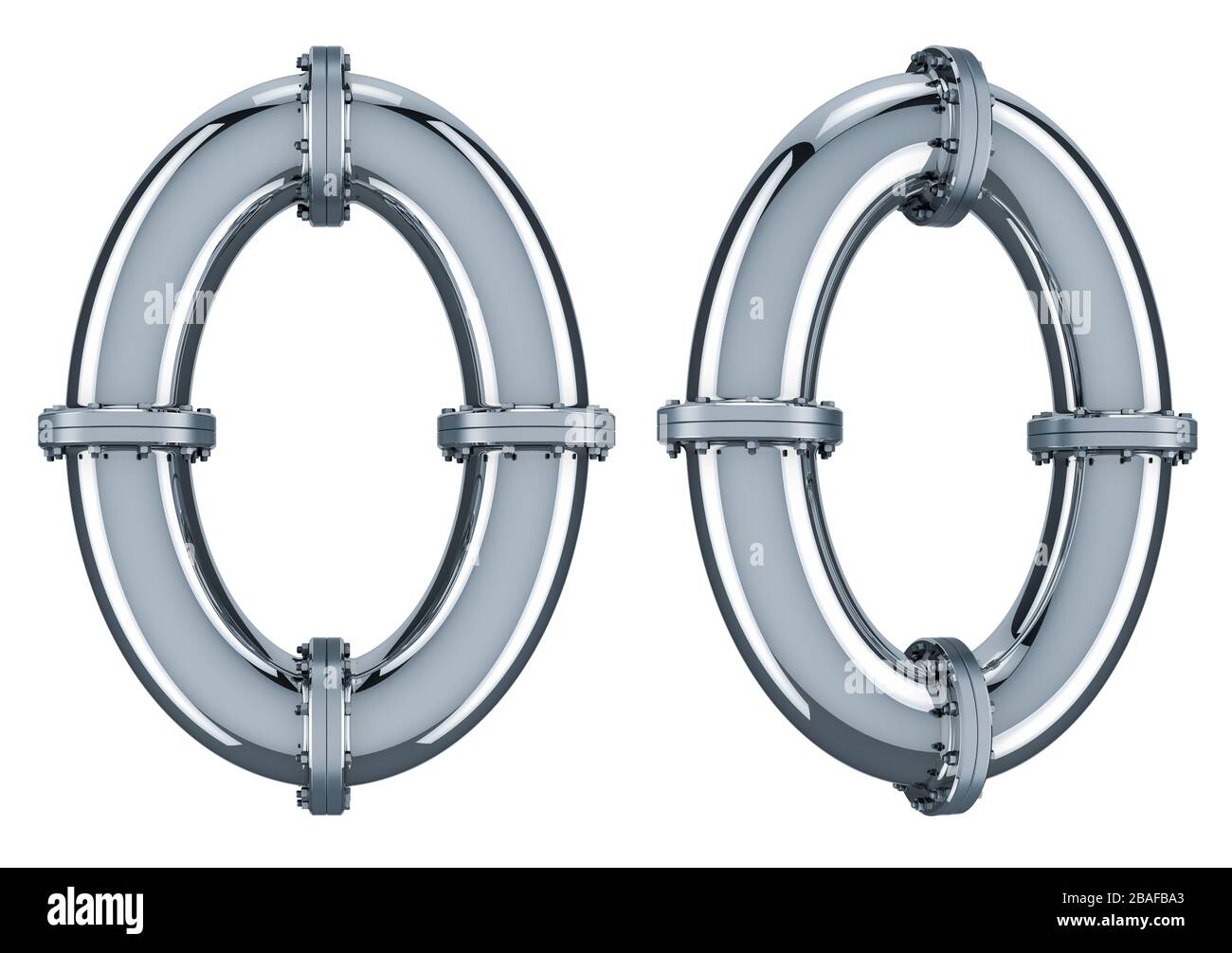 Number 0 from steel pipes, 3D rendering isolated on white background ...