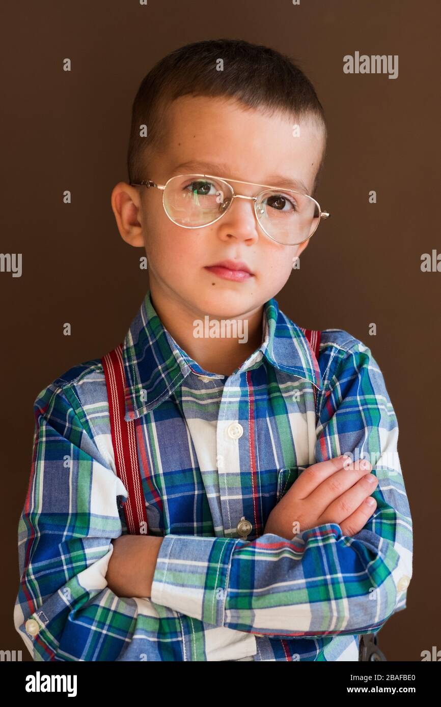 Portrait of smart stylish little boy Stock Photo - Alamy