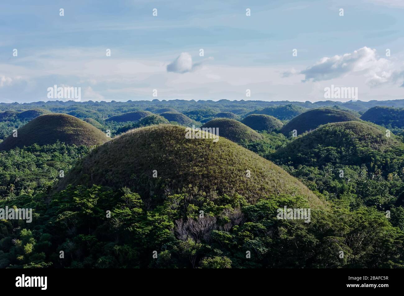 Aerial beautiful landscape of Chocolate Hills in Cebu Philippines under ...