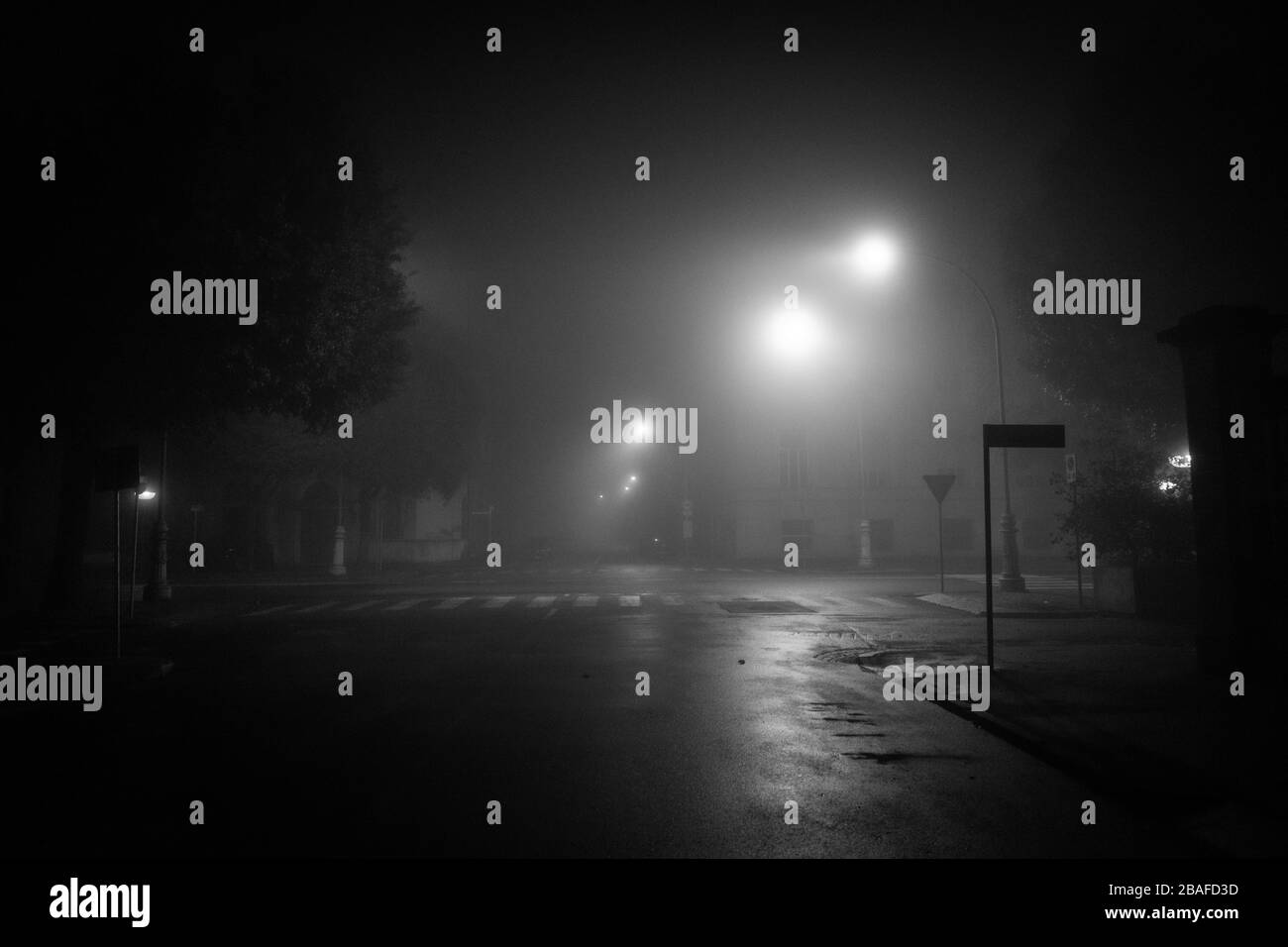 Empty street on rainy night hi-res stock photography and images - Alamy