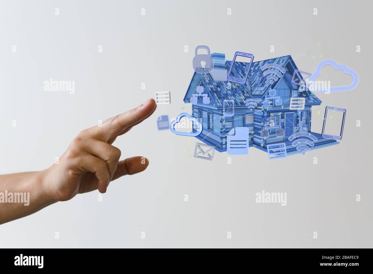 A Model of the house and digital iot Stock Photo - Alamy