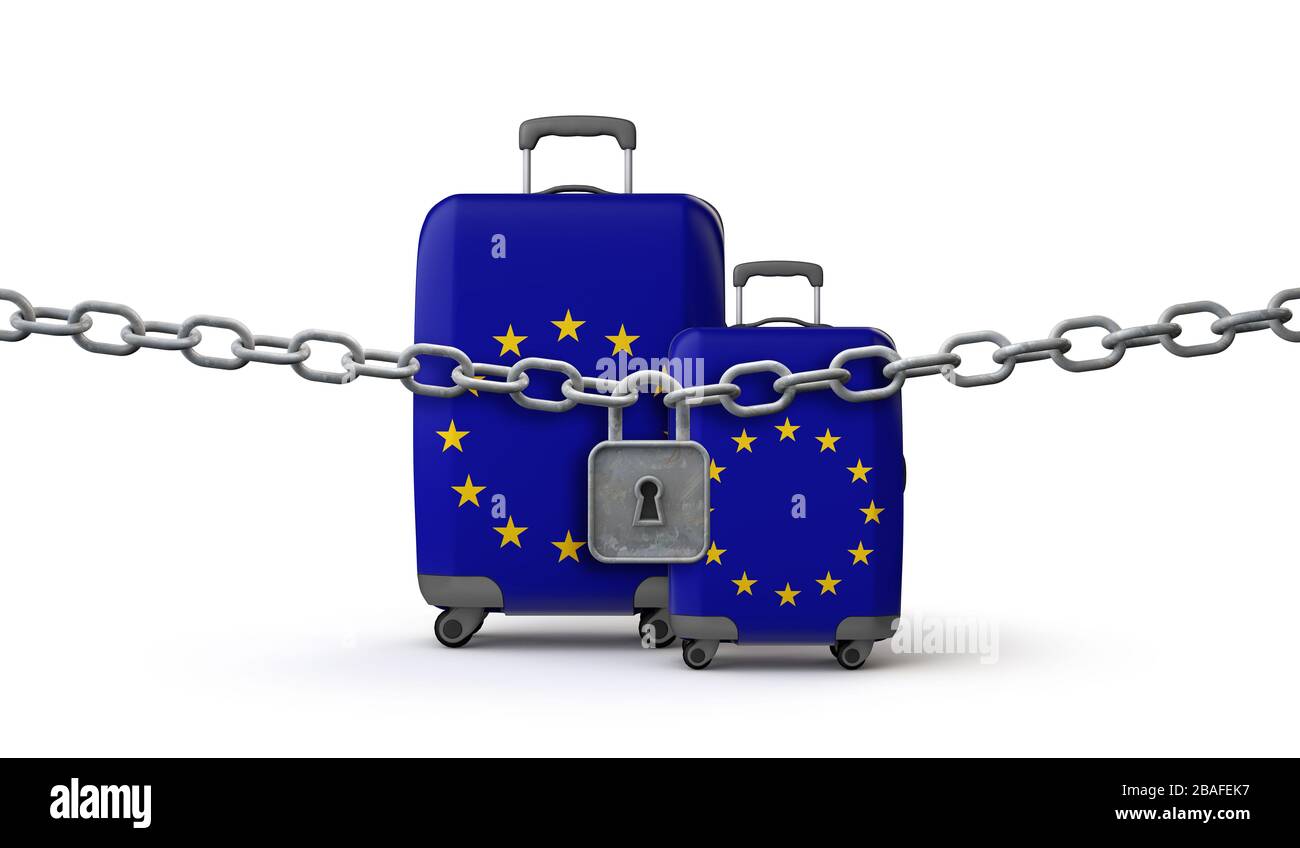 Europe lockdown travel restrictions concept. 3D Render Stock Photo - Alamy