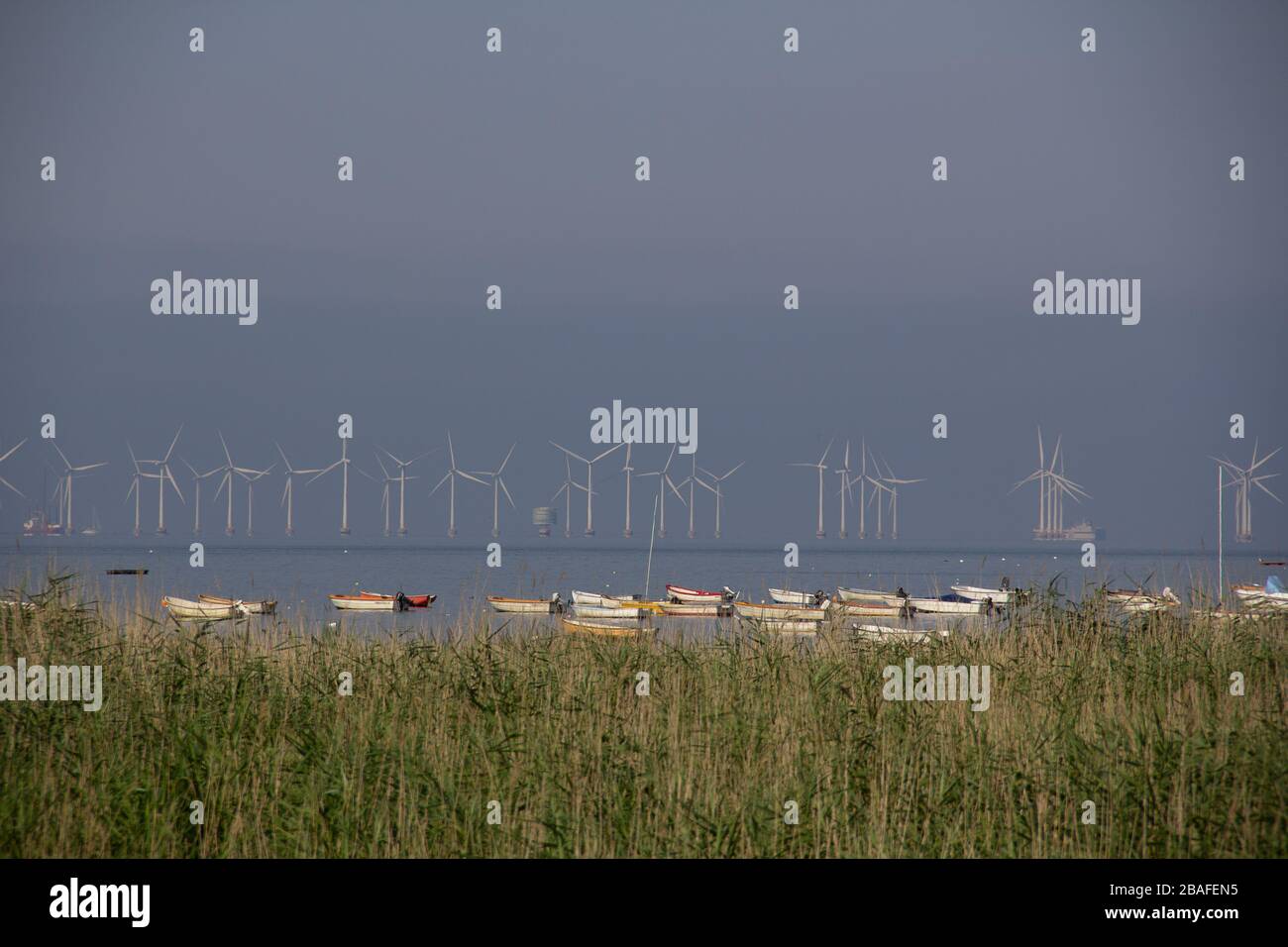 The wind farm park called Lillgrund is placed in the sea Öresund ...