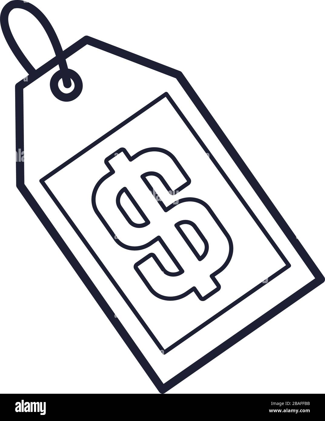 price tag with money symbol icon over white background, line style ...