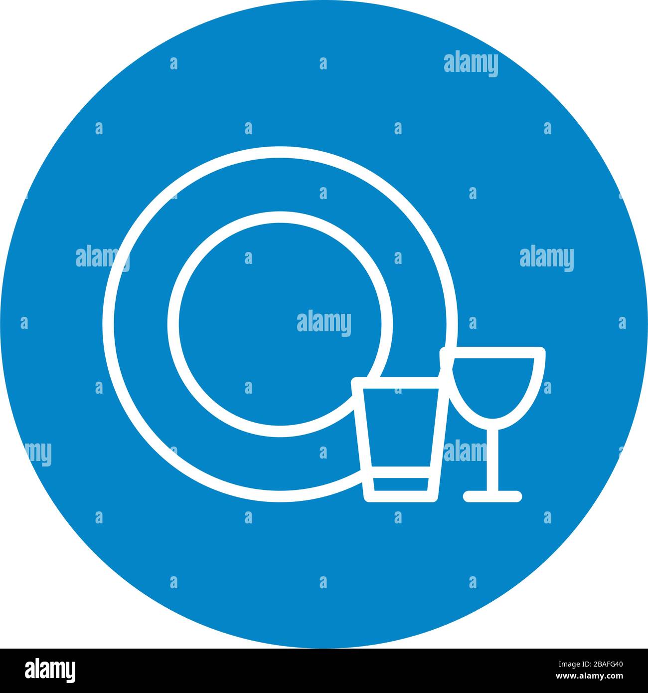 clean plates and glasses icon over white background, block style ...