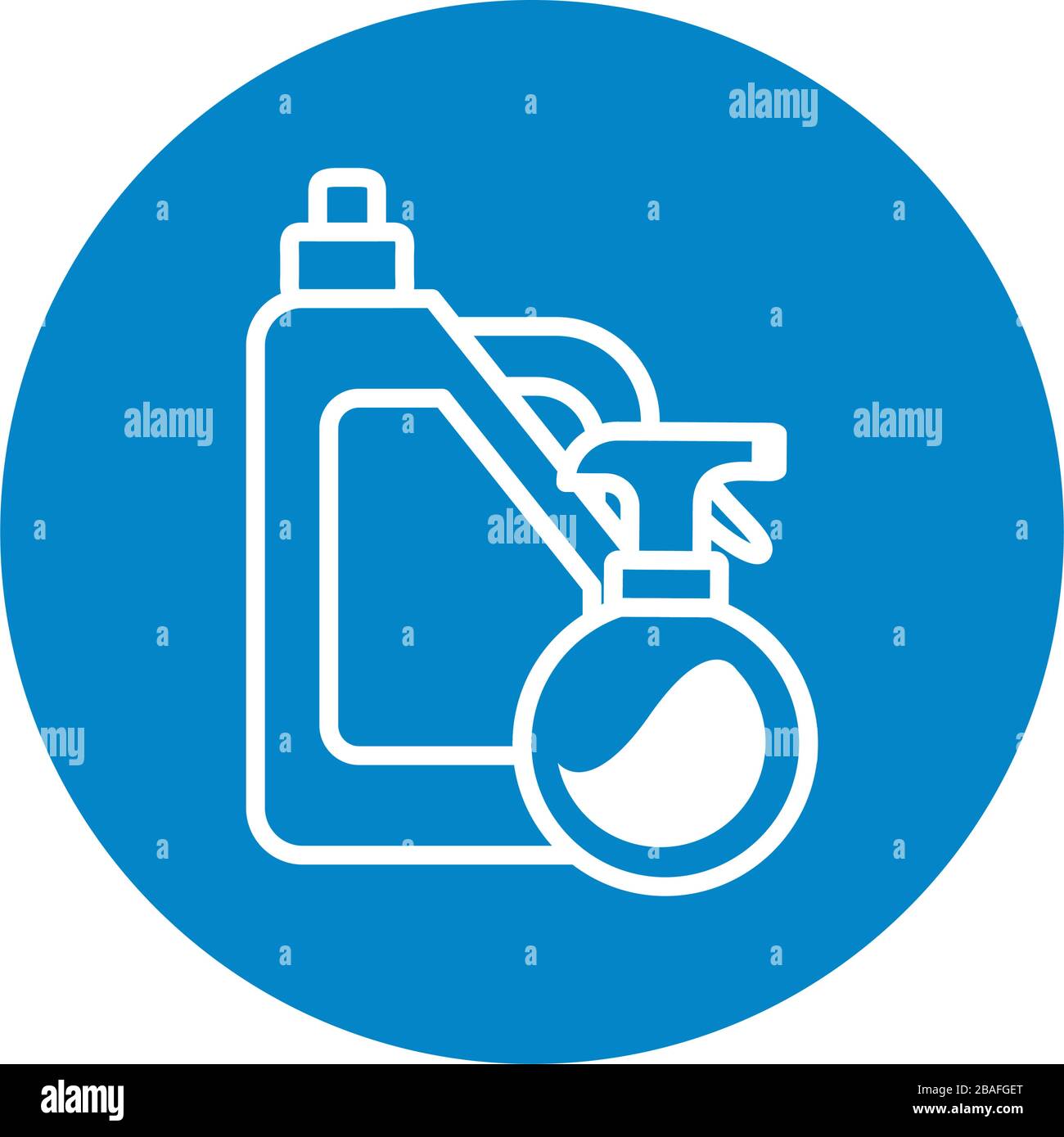 cleaning products bottles icon over white background, block style ...