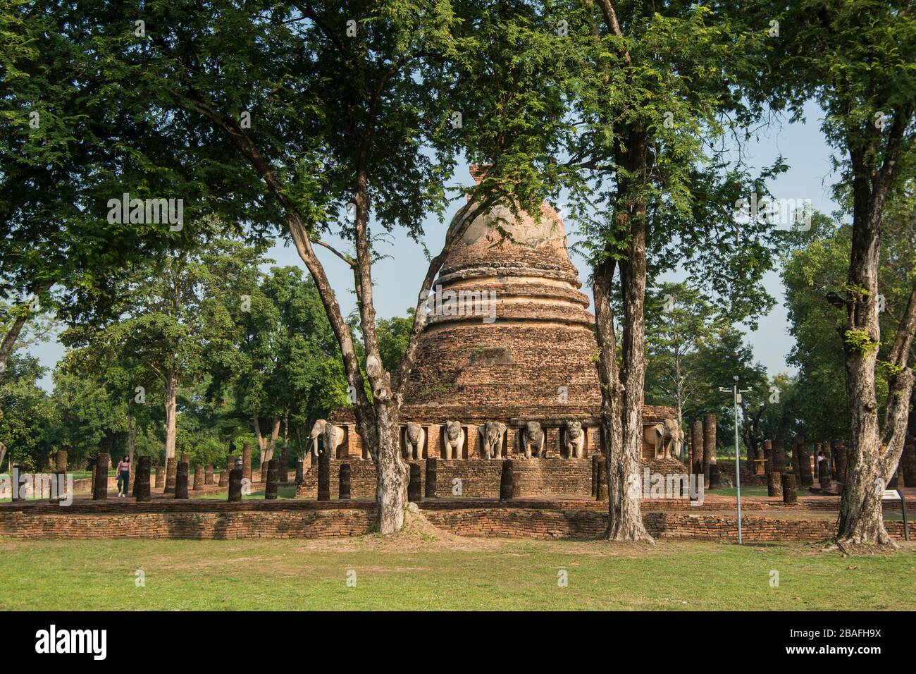 the Wat Chang Lom Temple in the Historical Park in Sukhothai in the ...