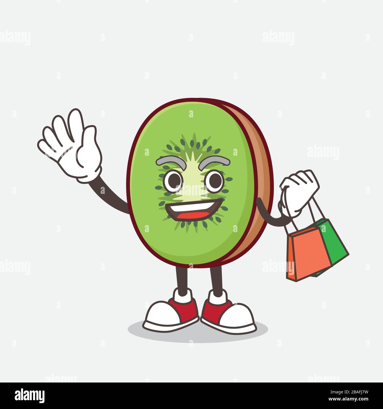 Sliced Green Kiwi Fruit Mascot Character Vector Illustration Stock ...