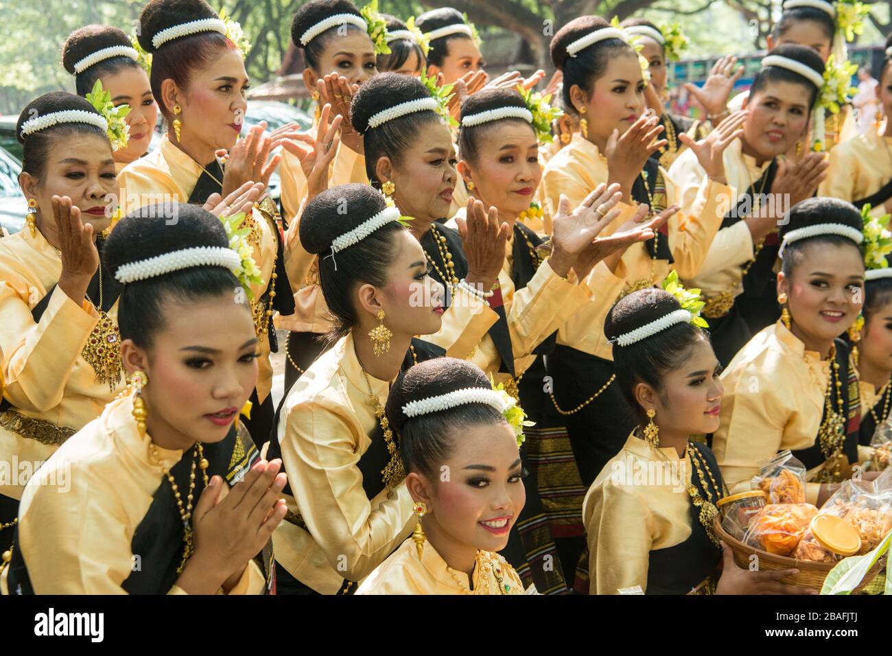traditional dresst thai people at the Loy Krathong Festival in the ...