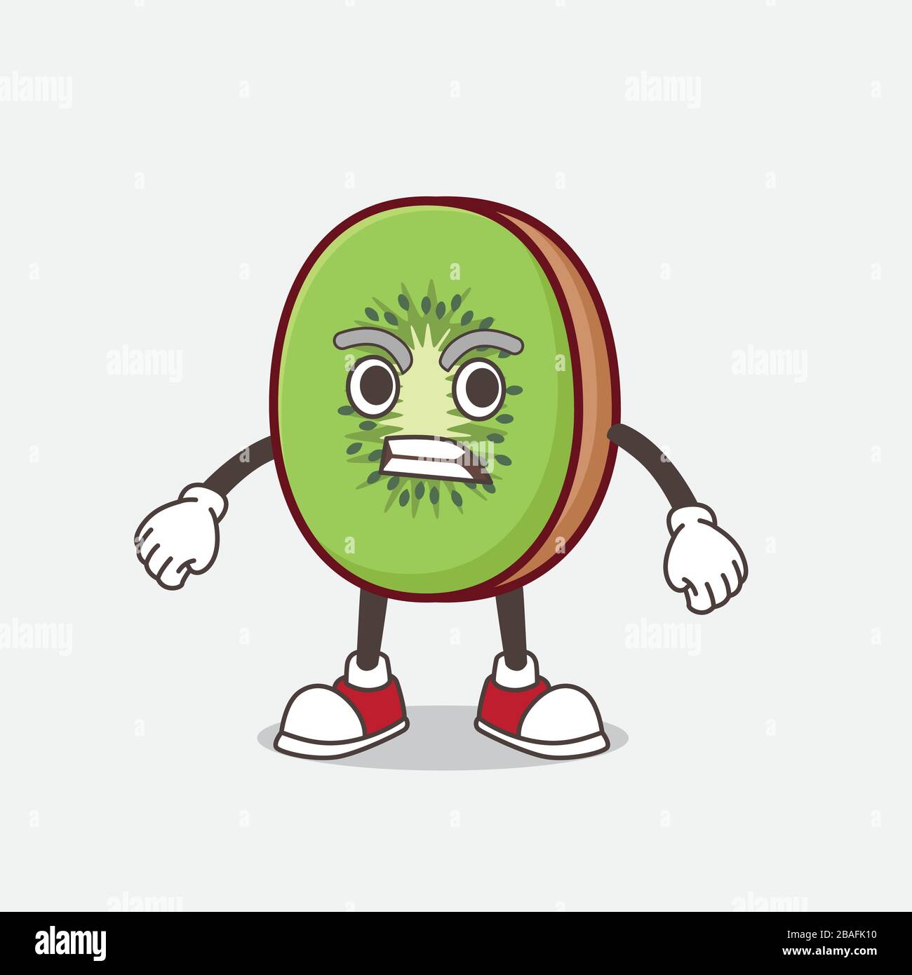 Sliced Green Kiwi Fruit Mascot Character Vector Illustration Stock ...