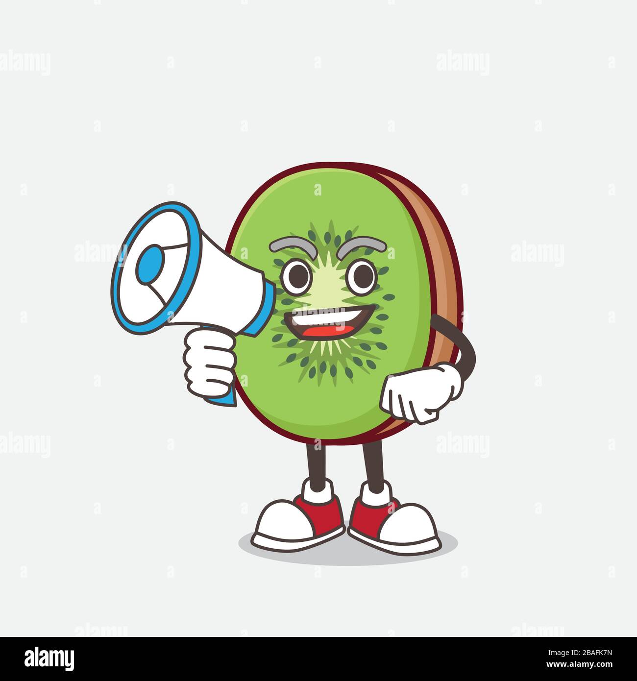Sliced Green Kiwi Fruit Mascot Character Vector Illustration Stock ...