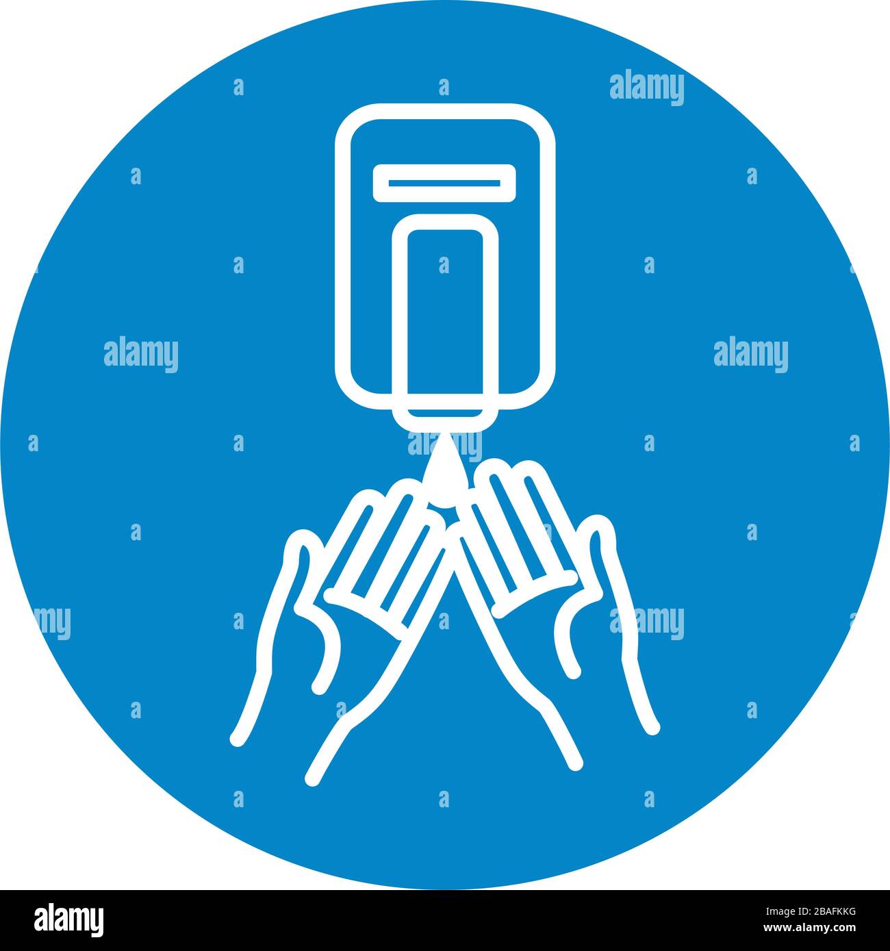 hand soap dispenser and hands icon over white background, block style ...