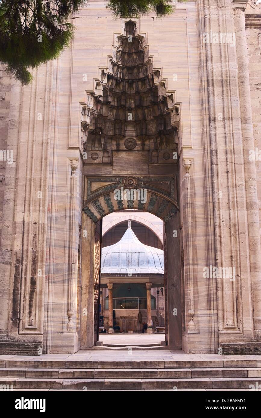 Entrance gate of the Sehzade Mosque in Istanbul, Turkey. Islamic art ...