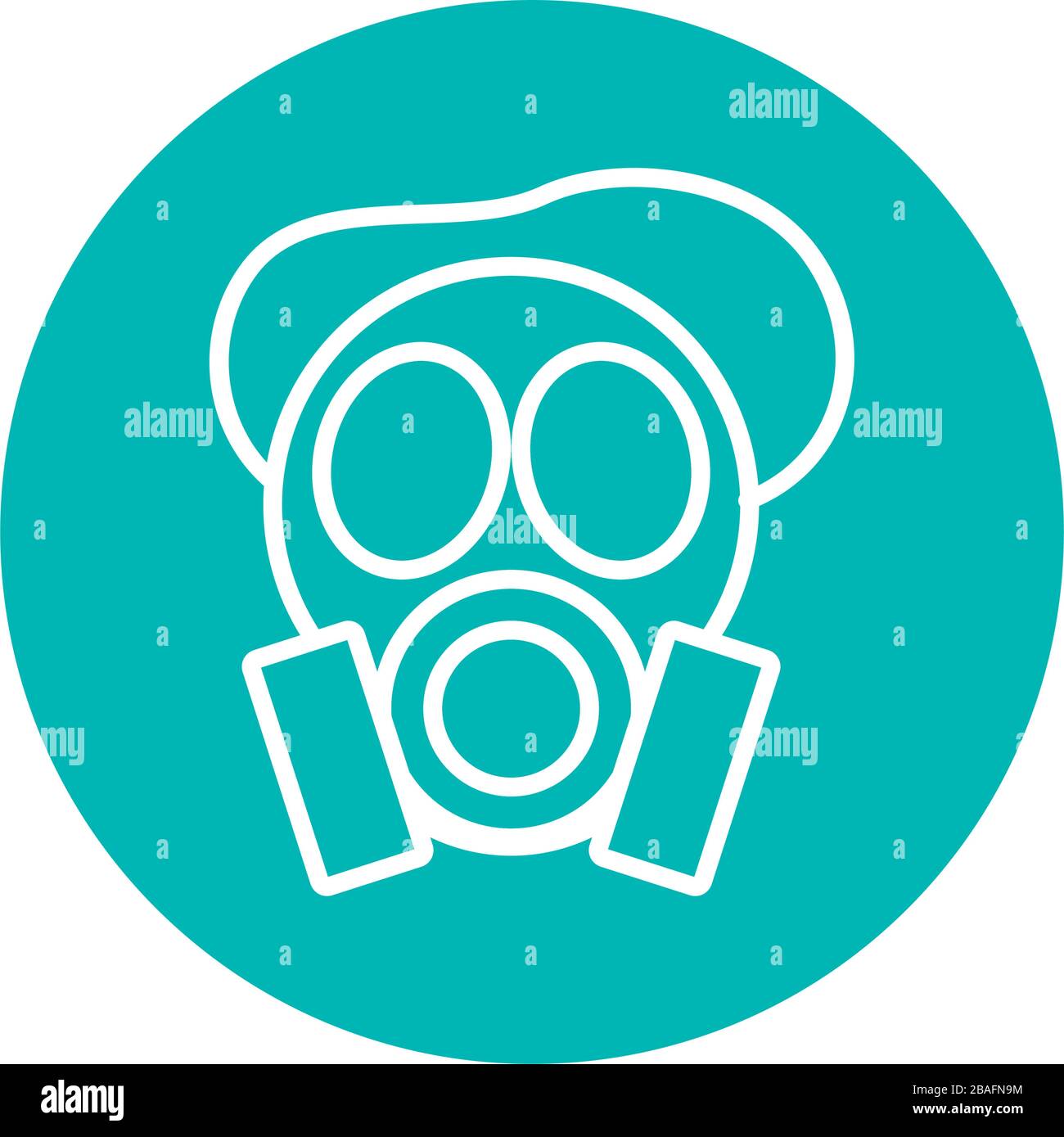 gas mask icon over white background, block style, vector illustration ...