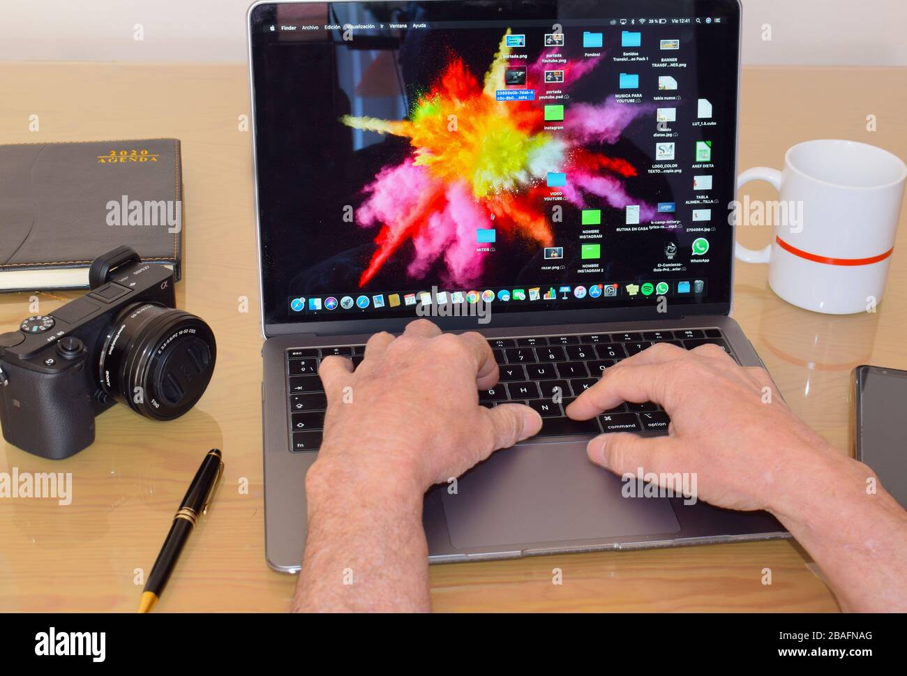 Working with computer Stock Photo - Alamy