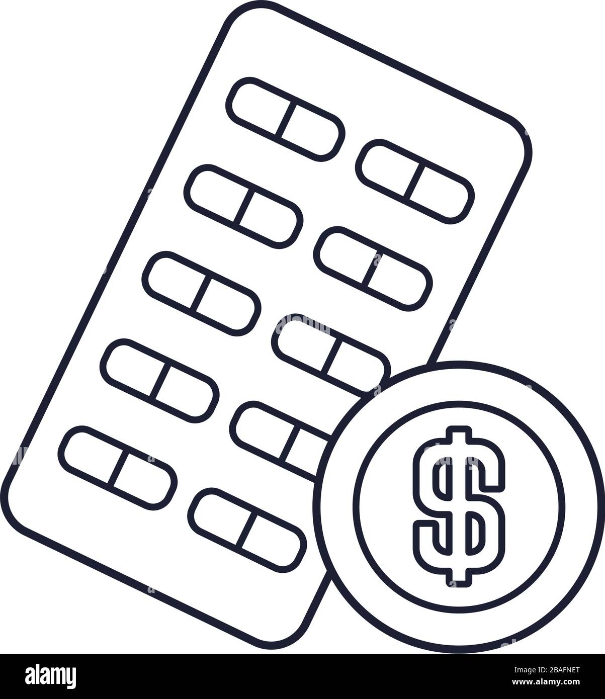 medication pills blister and money coin icon over white background ...